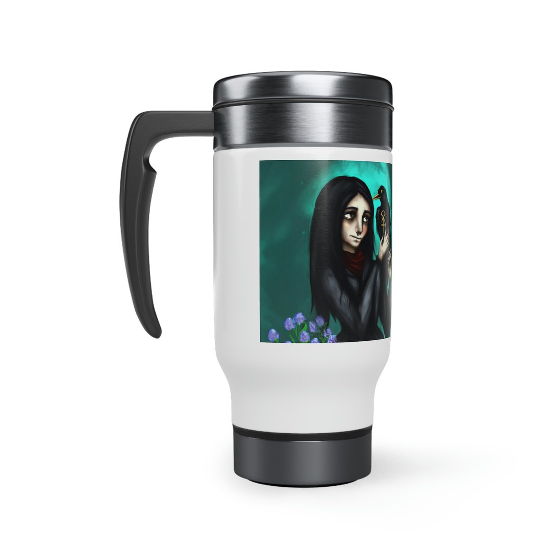 Stainless Steel Travel Mug With Handle, 14oz - Gorgeous Goth Emo Girl ...