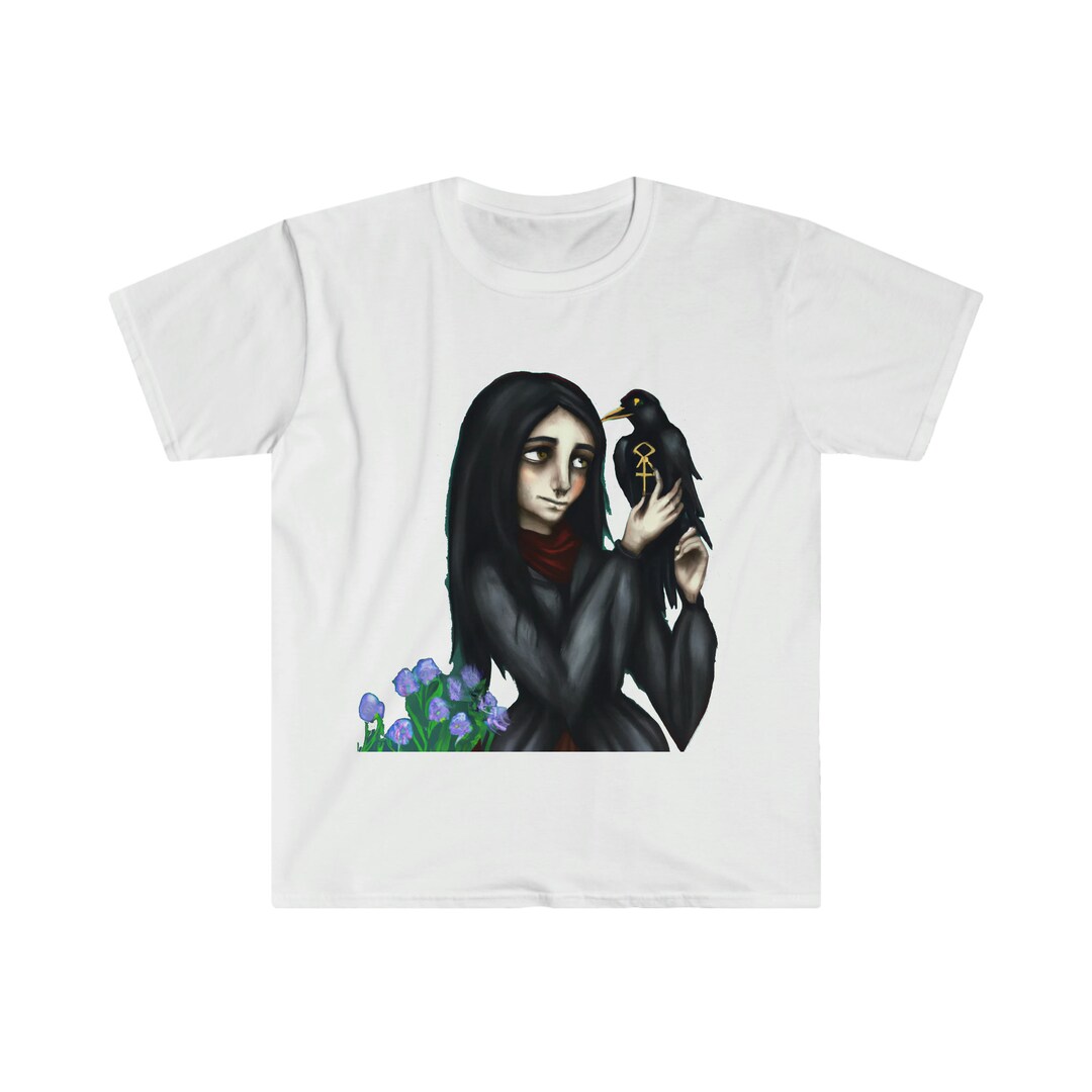 Emo / Goth Tee - Girl With Crow Design - Softstyle T-shirt - Etsy