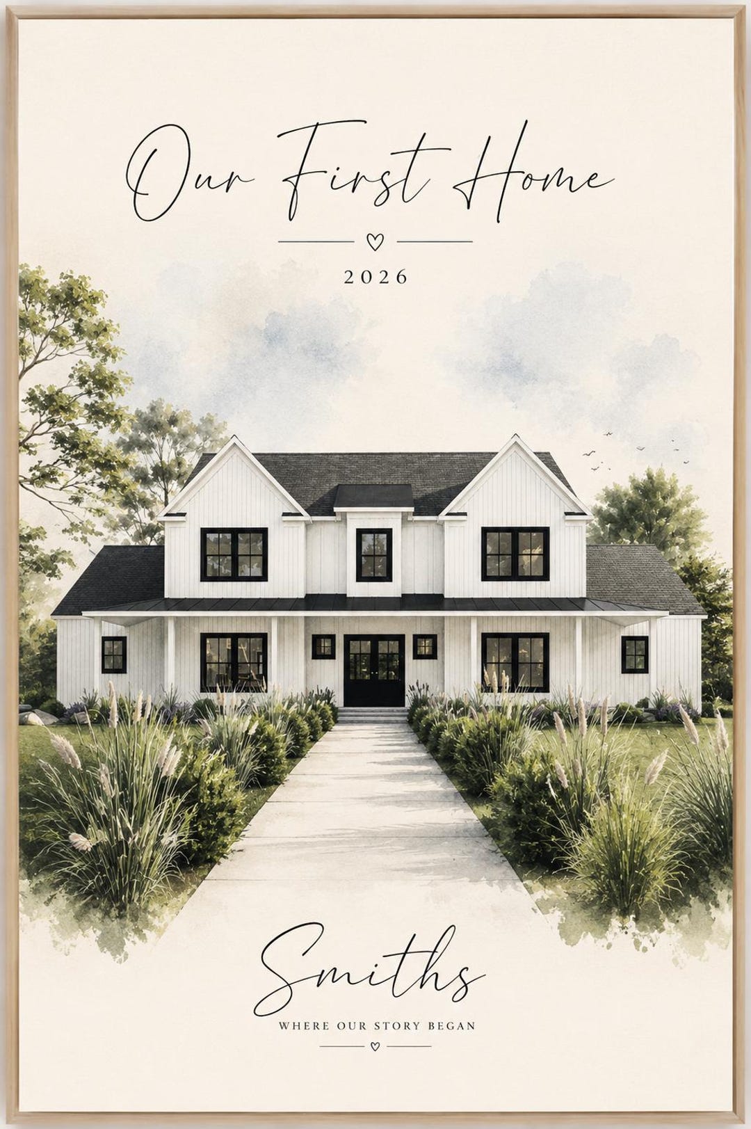 Custom Watercolor House Portrait | First Home Keepsake Print - Etsy