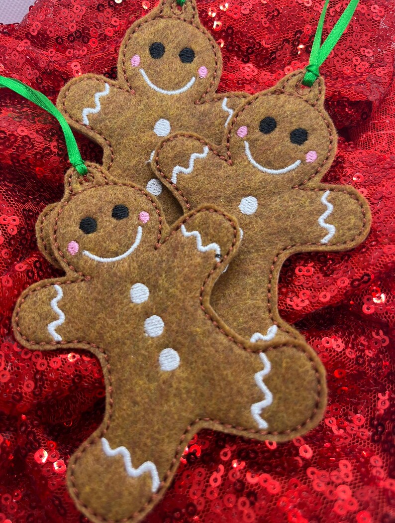 Gingerbread Man Ornament, Gingerbread Man Cookie Ornament, Felt ...