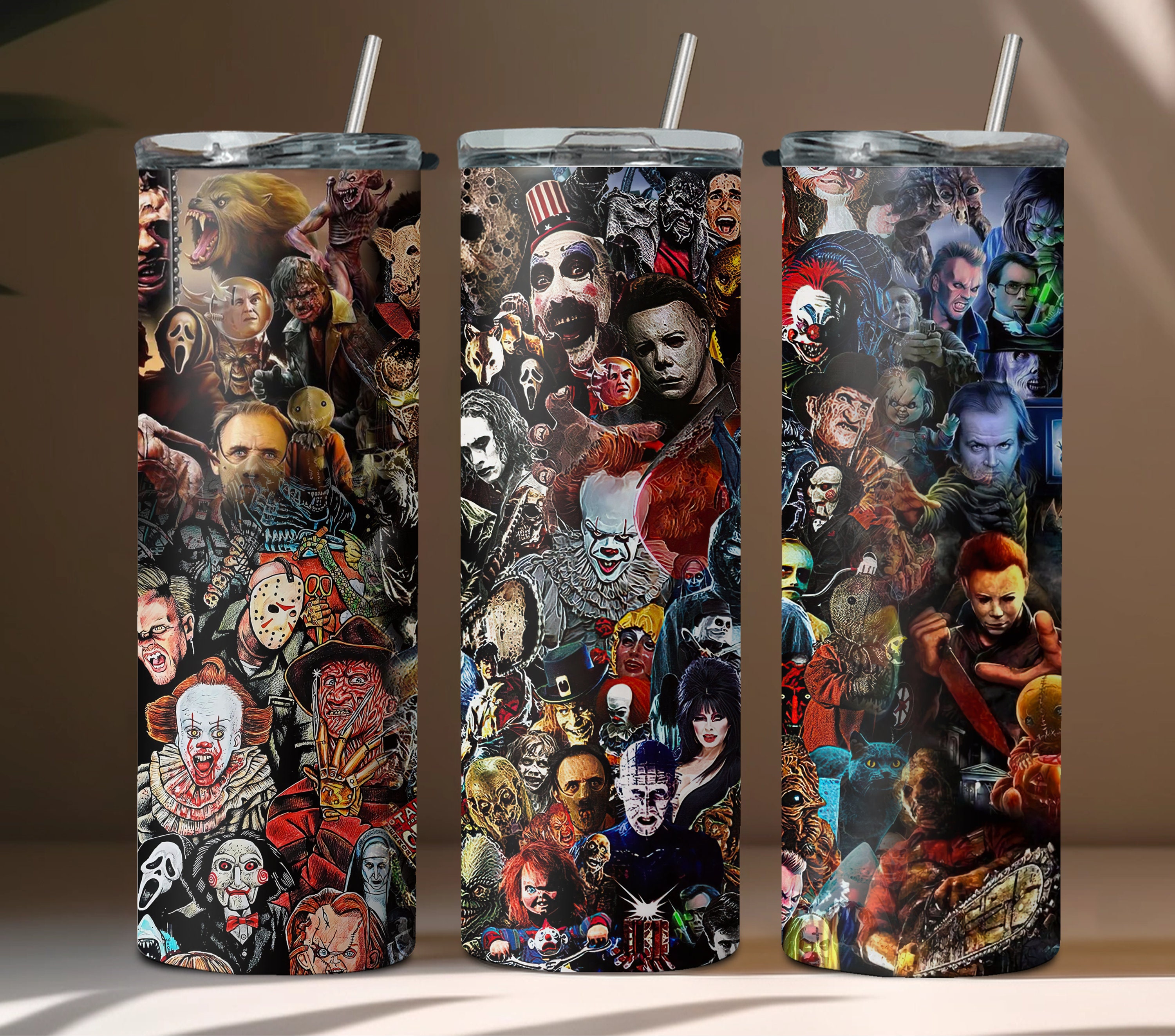 Horror Movie Character Collage 20 Oz Skinny Tumbler - Etsy