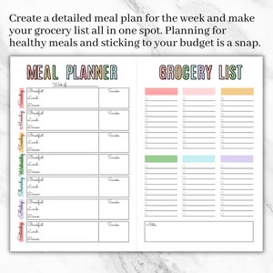 Weekly Meal Planner & Grocery List Printable PDF, Printable Meal ...