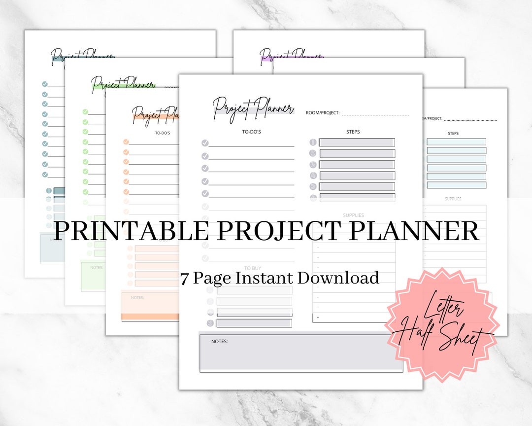 Project Planner Printable, Digital Planner, DIY Planner, PDF, DIY ...