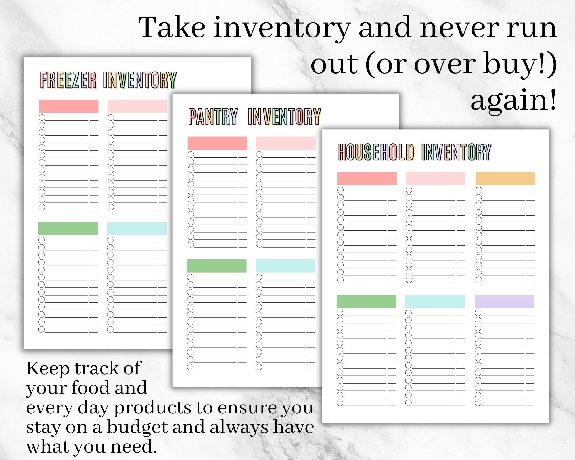 Printable Home Inventory Bundle, Freezer Inventory, Pantry Inventory ...