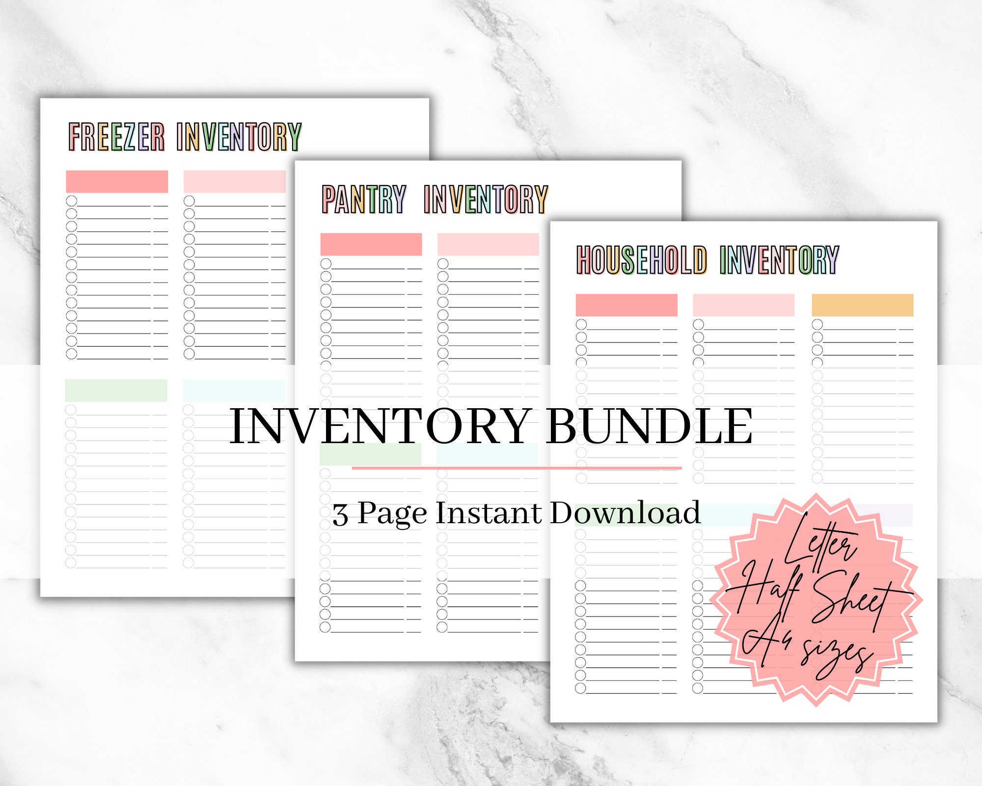 Printable Home Inventory Bundle, Freezer Inventory, Pantry Inventory ...