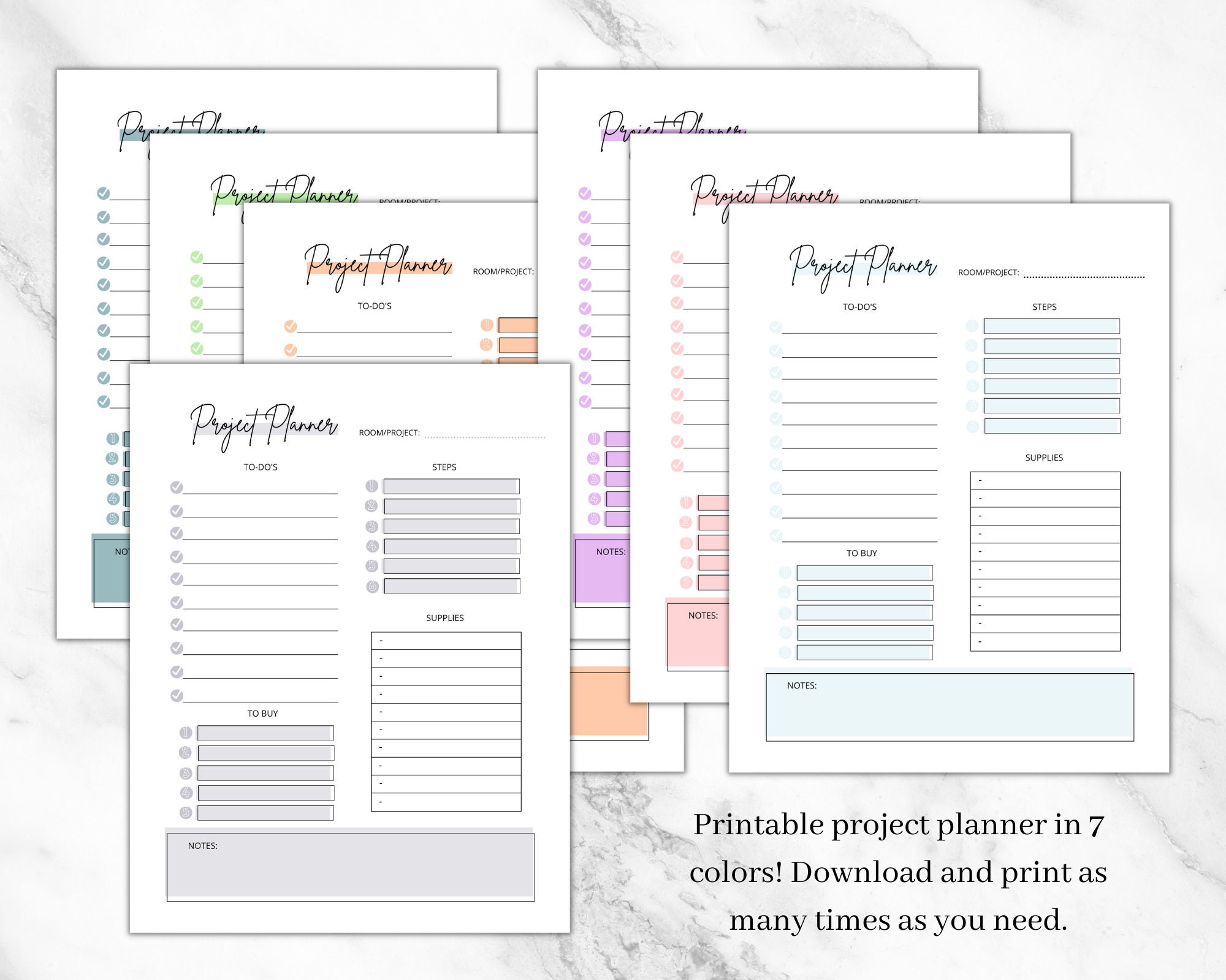Project Planner Printable, Digital Planner, DIY Planner, PDF, DIY ...
