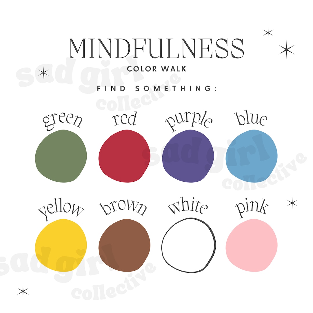 Mindfulness Grounding Color Walk Graphic Digital Print Mental Health ...