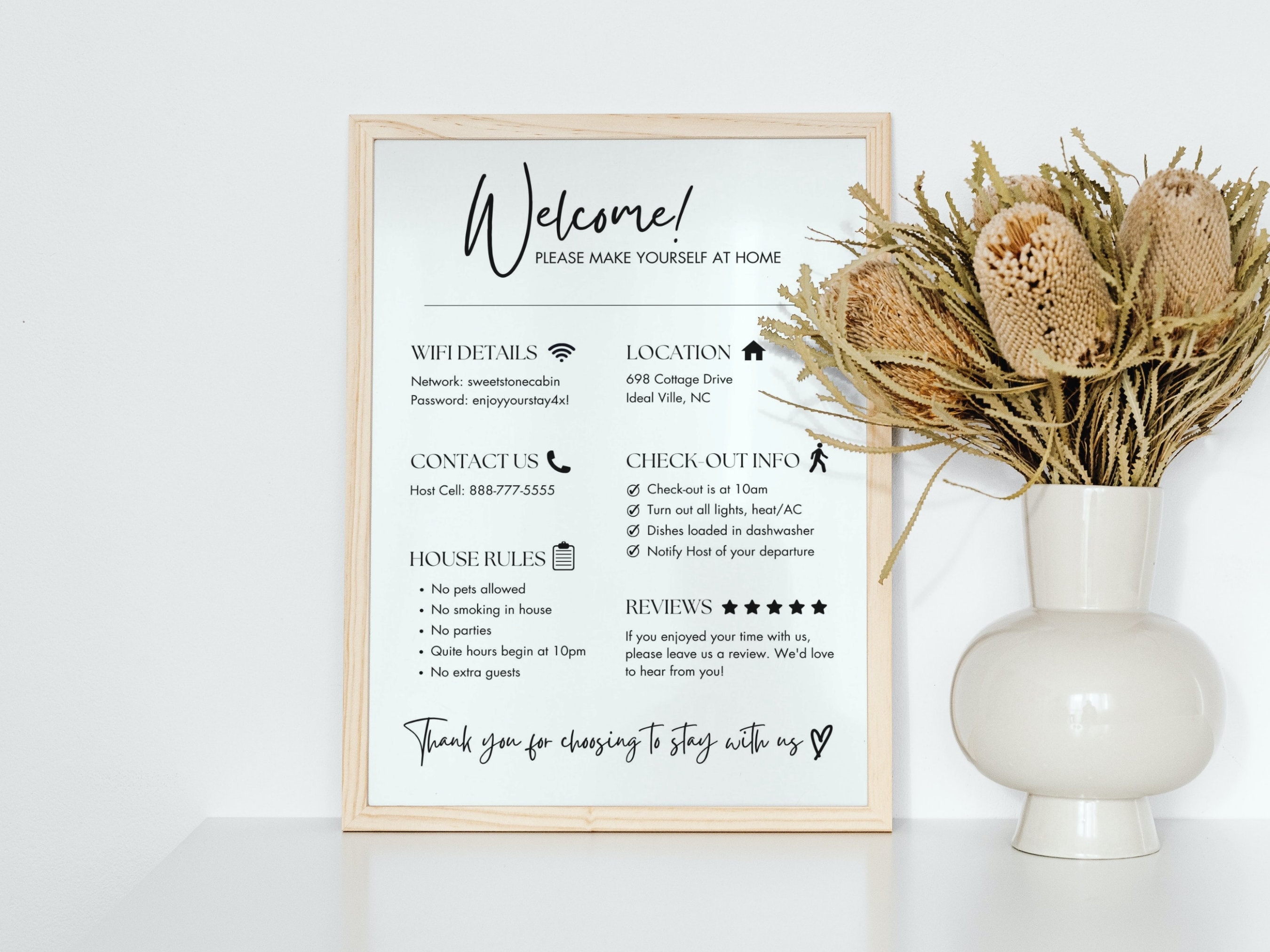 Editable Airbnb Welcome Guide Signage, Welcome Sign for Airbnb Hosts ...