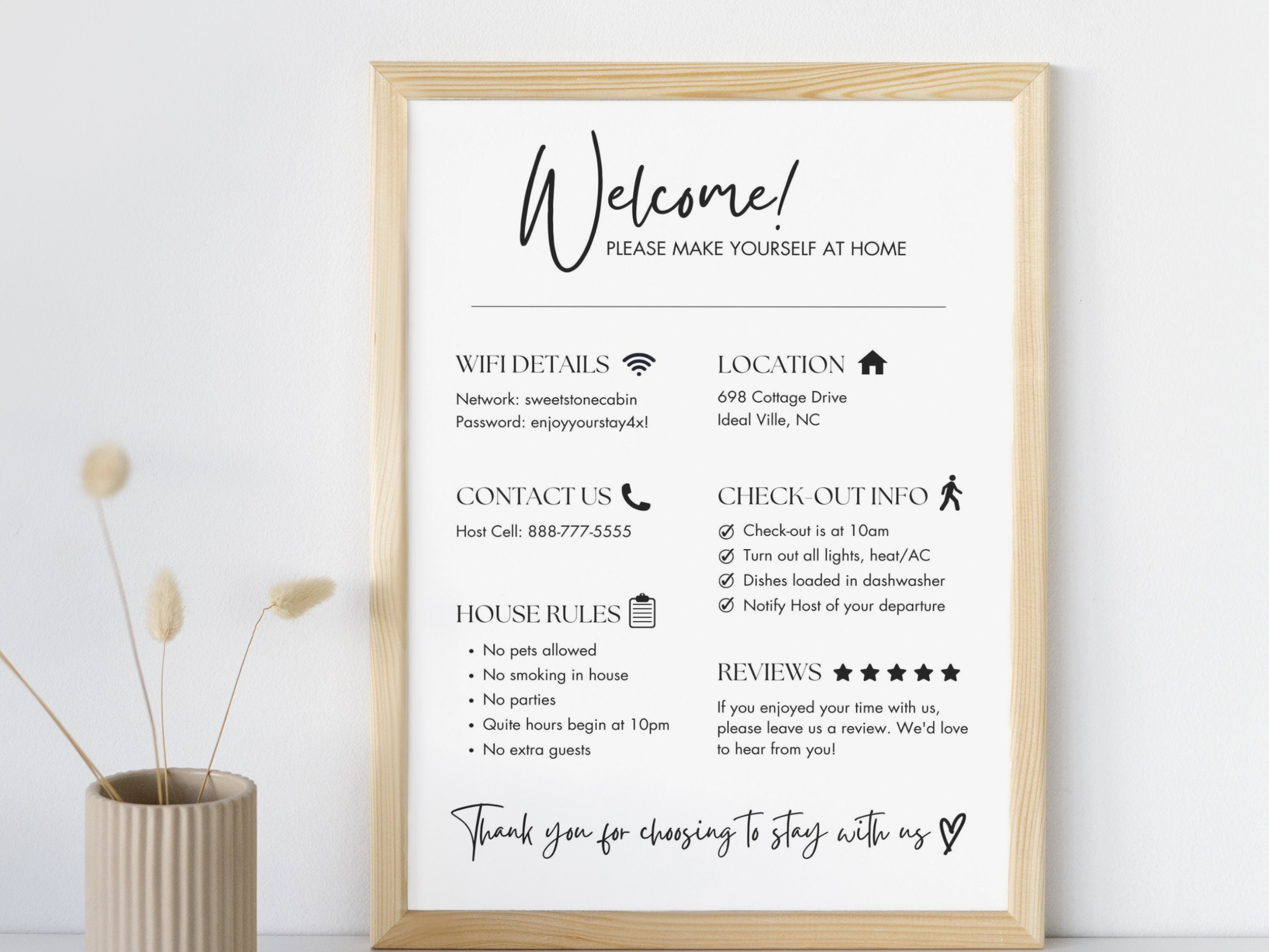 Editable Airbnb Welcome Guide Signage, Welcome Sign for Airbnb Hosts ...