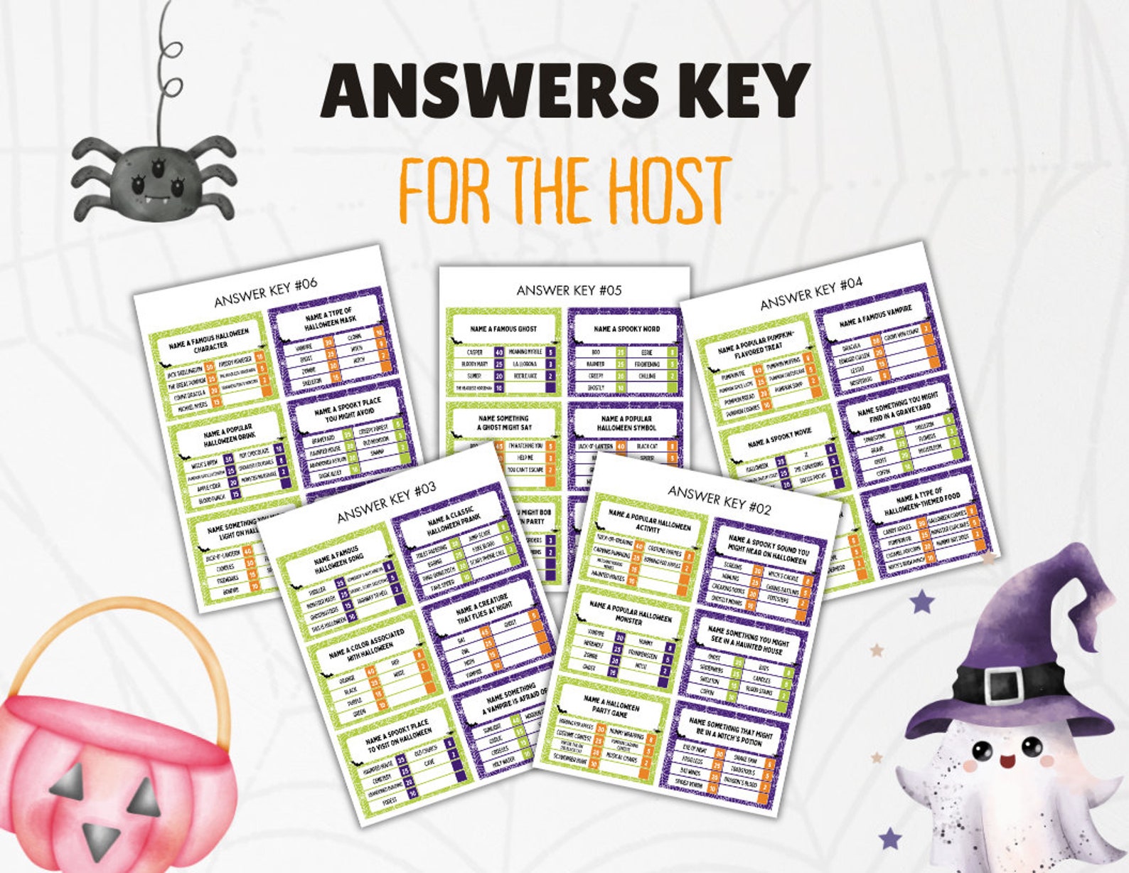 Halloween Friendly Feud Game Printable Halloween Game Fun Halloween ...