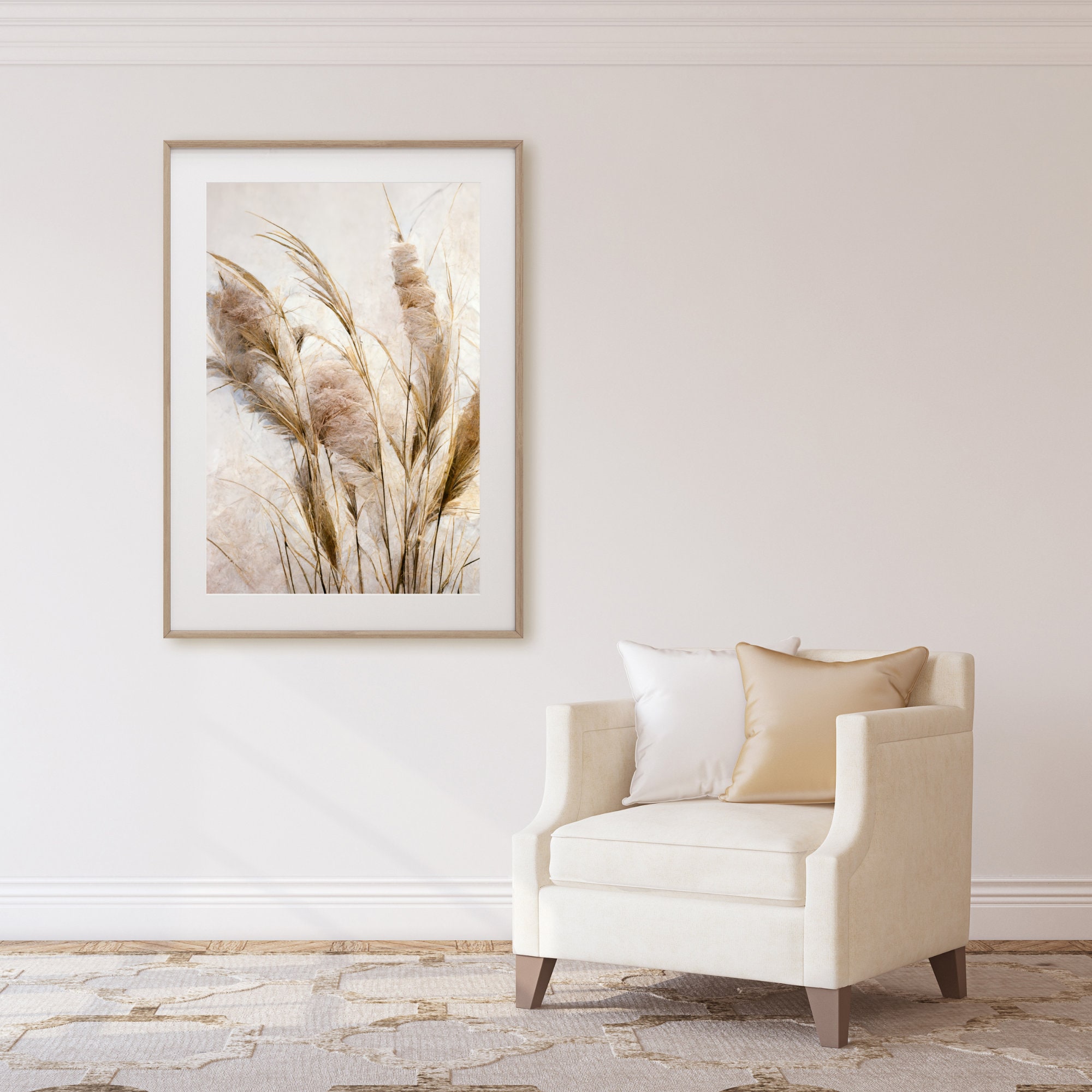 Boho Pampas Grass Print Farmhouse Boho Wall Art Neutral - Etsy