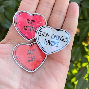 Book Trope Candy Heart Stickers Set - Valentine's Hearts Stickers ...