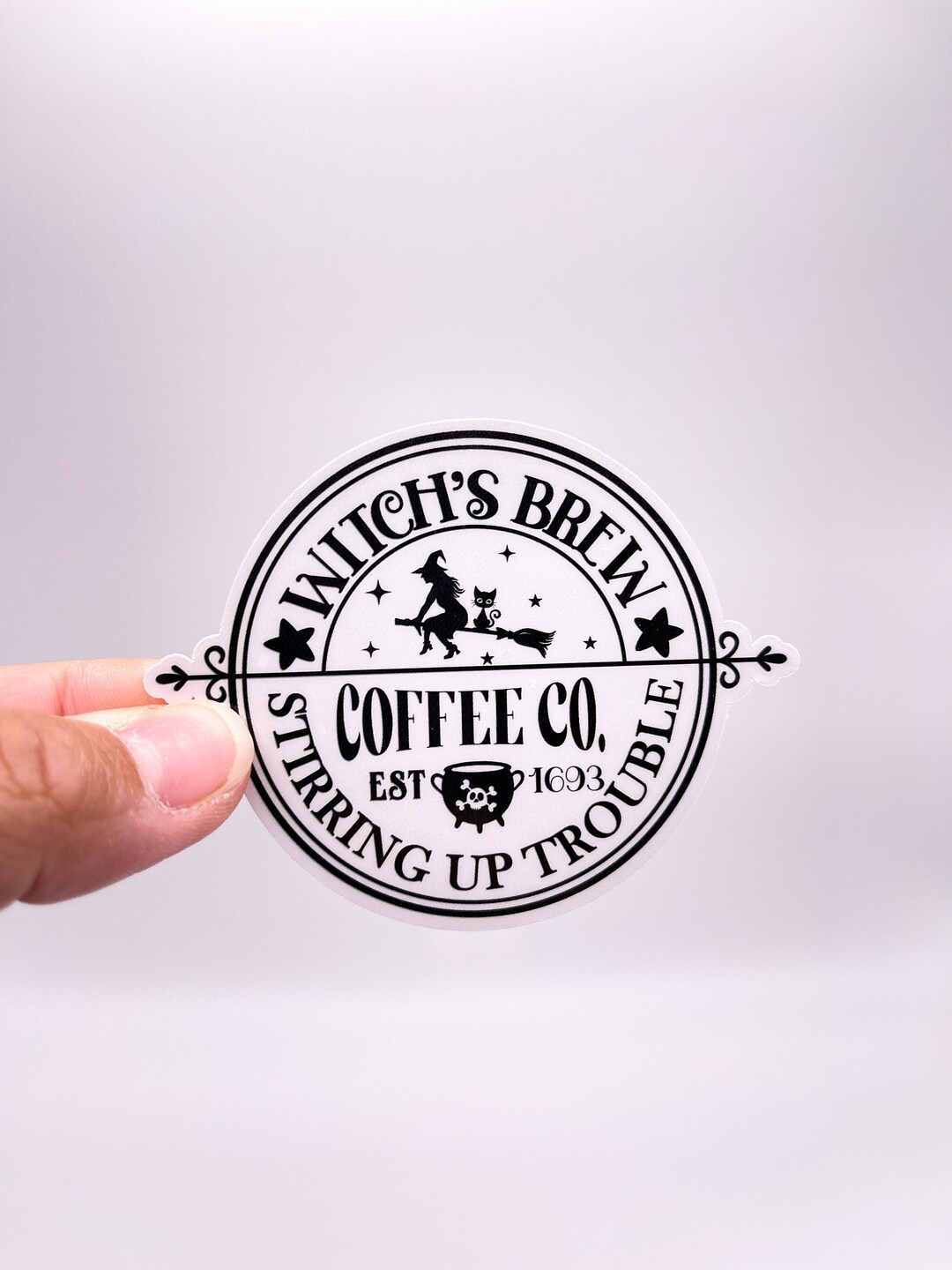 Witch's Brew Coffee Co. Sticker Halloween Sticker Witch Stirring up ...