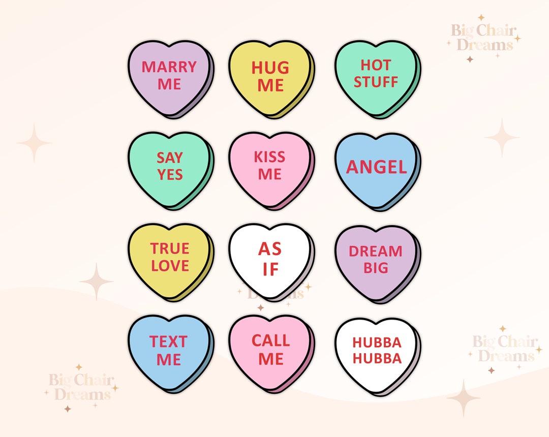 Love Candy Heart Stickers Valentine's Hearts Valentine's Gifts ...