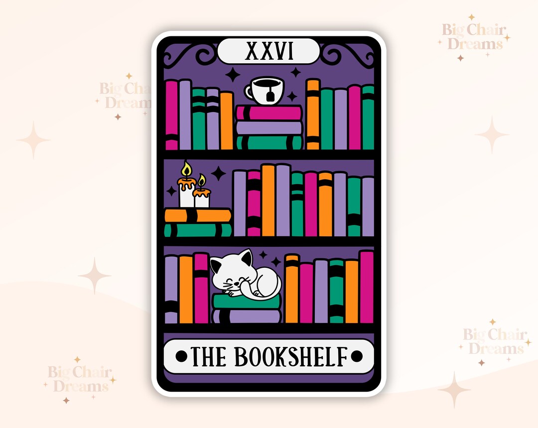Tarot Card the Bookshelf Sticker - Book Lover - Holographic - Booktok ...