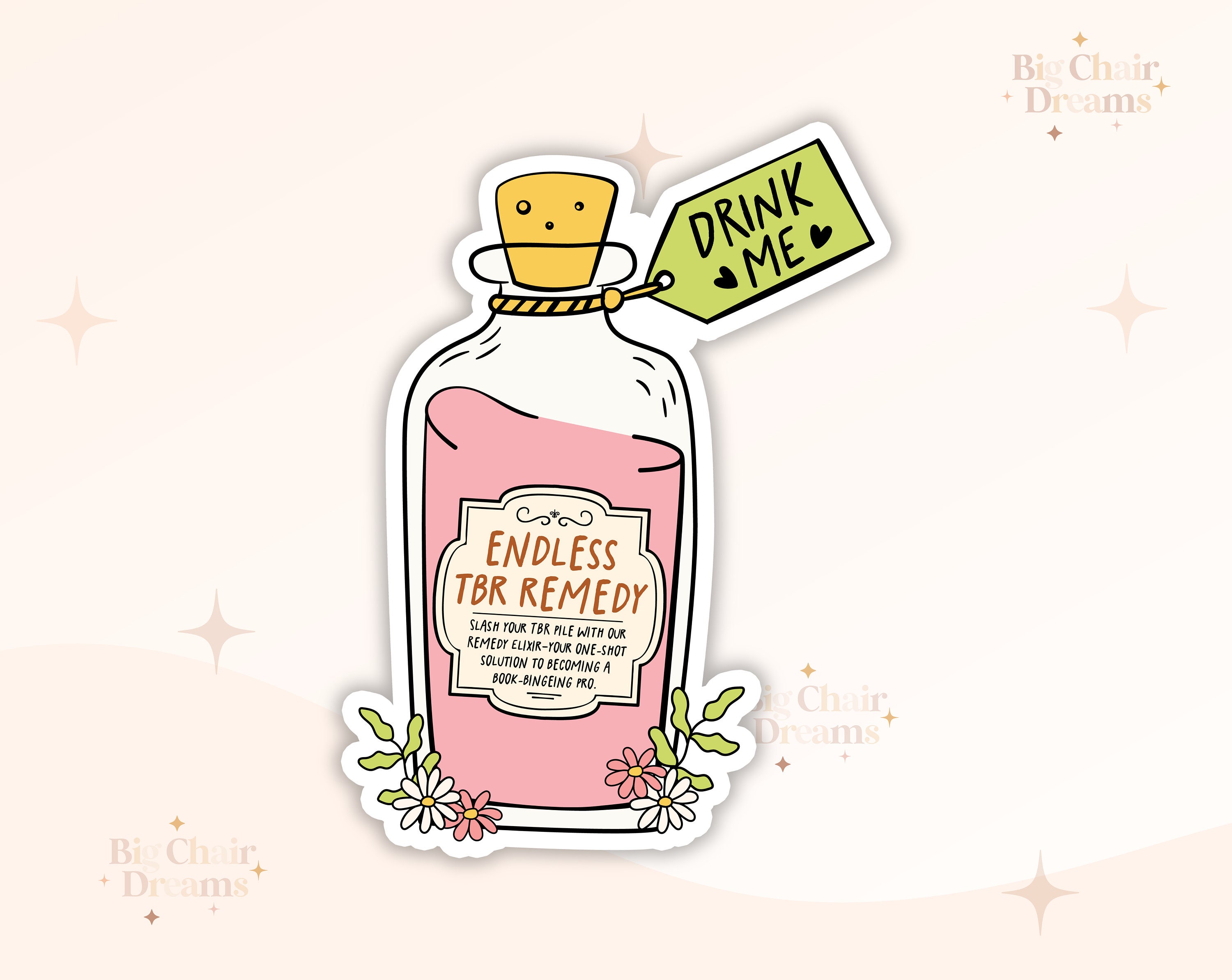 Endless TBR Remedy Sticker - Drink Me - Book Lover - Smut - Booktok ...