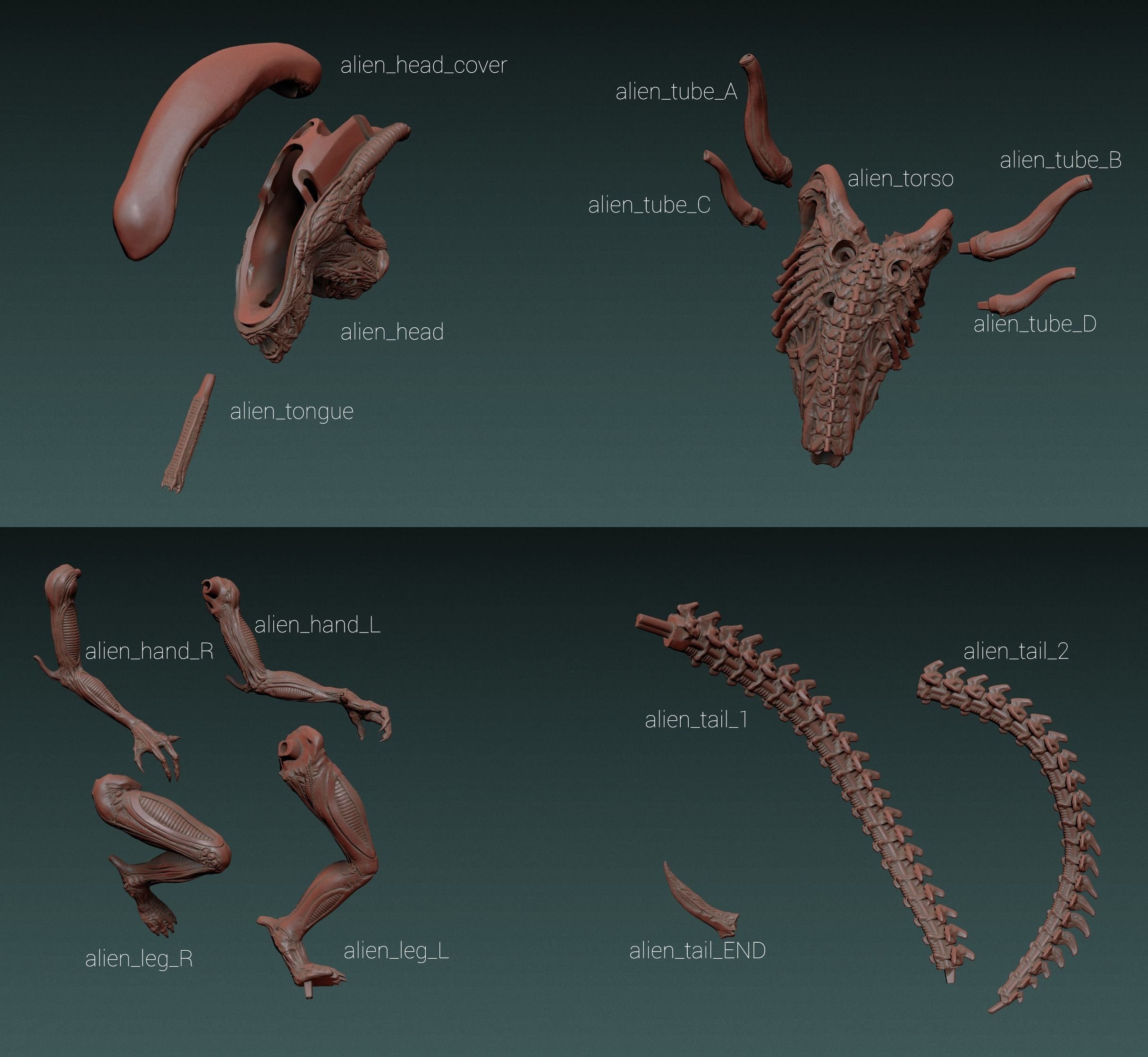 Xenomorph Alien Statue Unpainted Alien Fan Art Horror Resin Statue ...