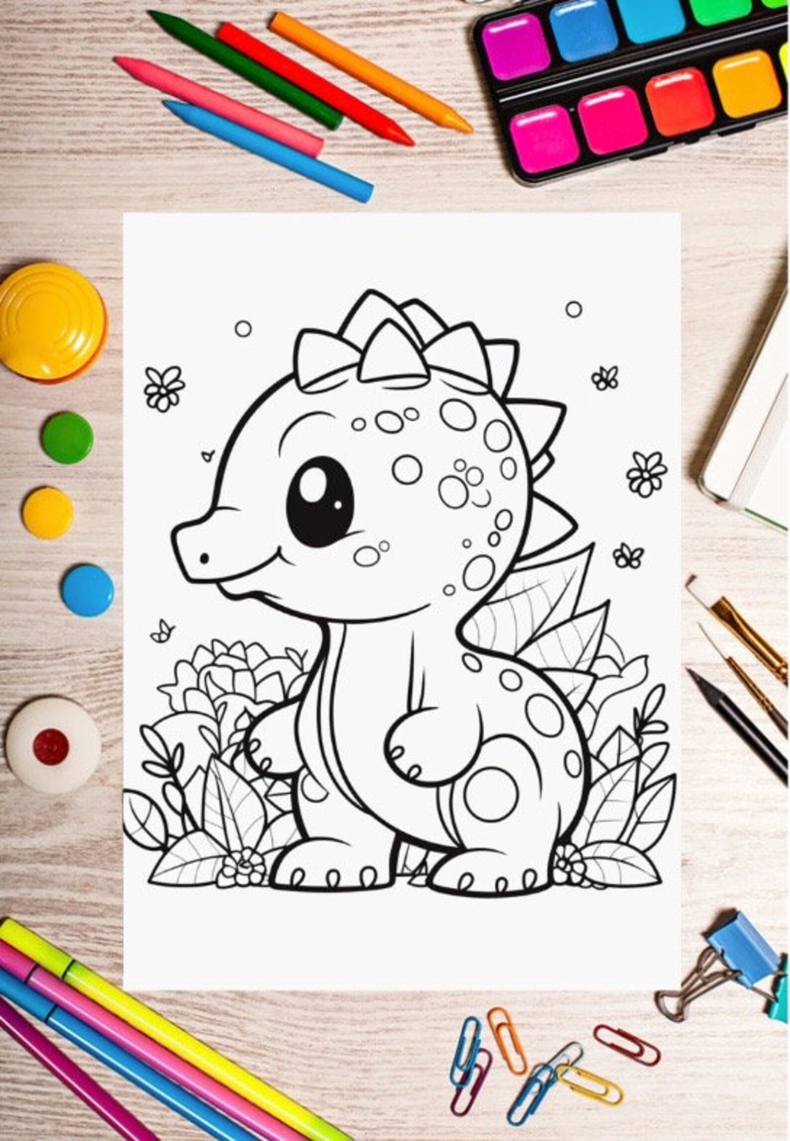 30 Kawaii Dinosaur Fantasy Coloring Pages / Instant Download Coloring ...