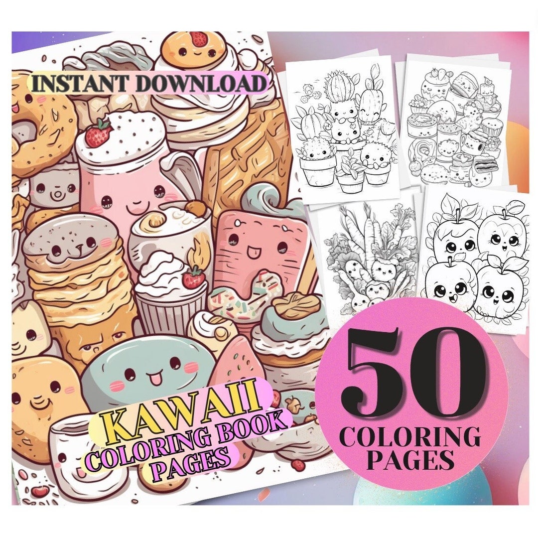 Kawaii Coloring Pages 50 Pages Cute Coloring Pages for Kids and Adults ...