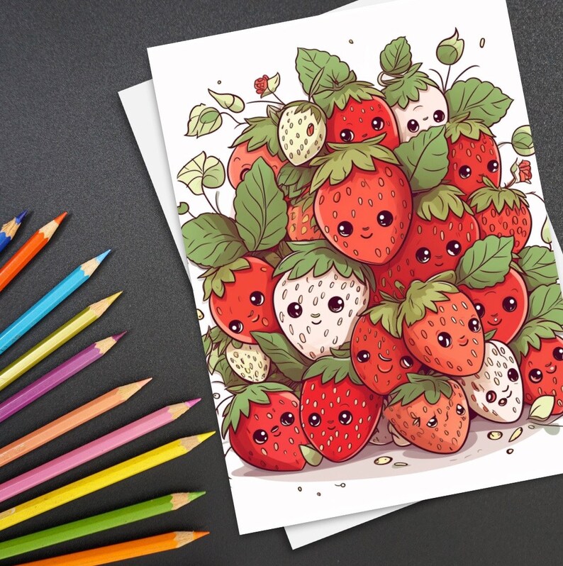 50 Kawaii Cute Coloring Page Book Adults Kids Instant - Etsy