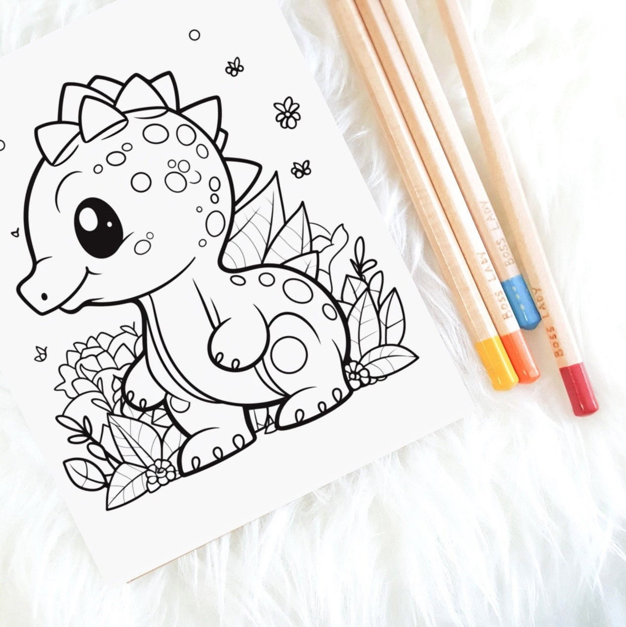 30 Kawaii Dinosaur Fantasy Coloring Pages / Instant Download Coloring ...