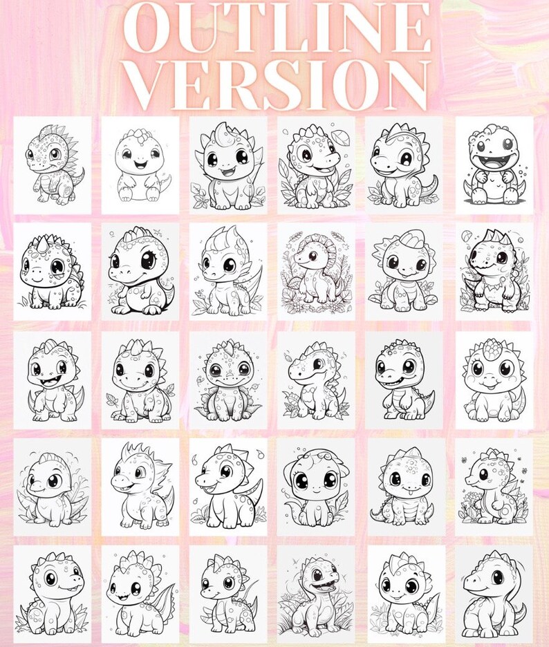 30 Kawaii Dinosaur Fantasy Coloring Pages / Instant Download Coloring ...