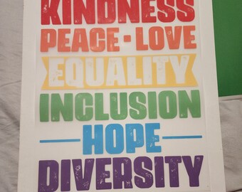 Kindness Peace Equality Love Png, Inclusion Hope Diversity Shirt File ...