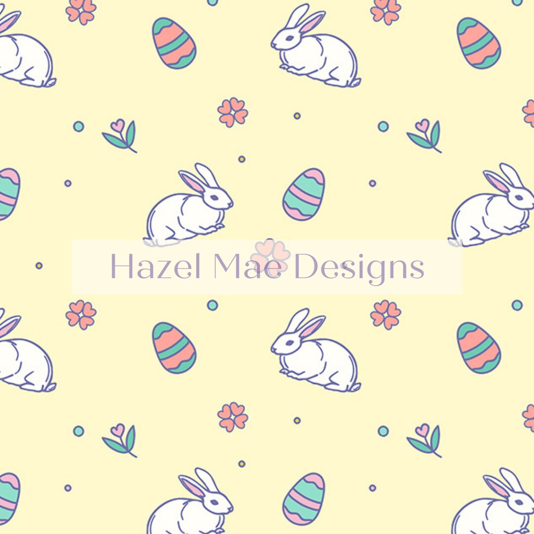 Easter Bunny Illustration Seamless Digital Pattern, Pastel Digital ...