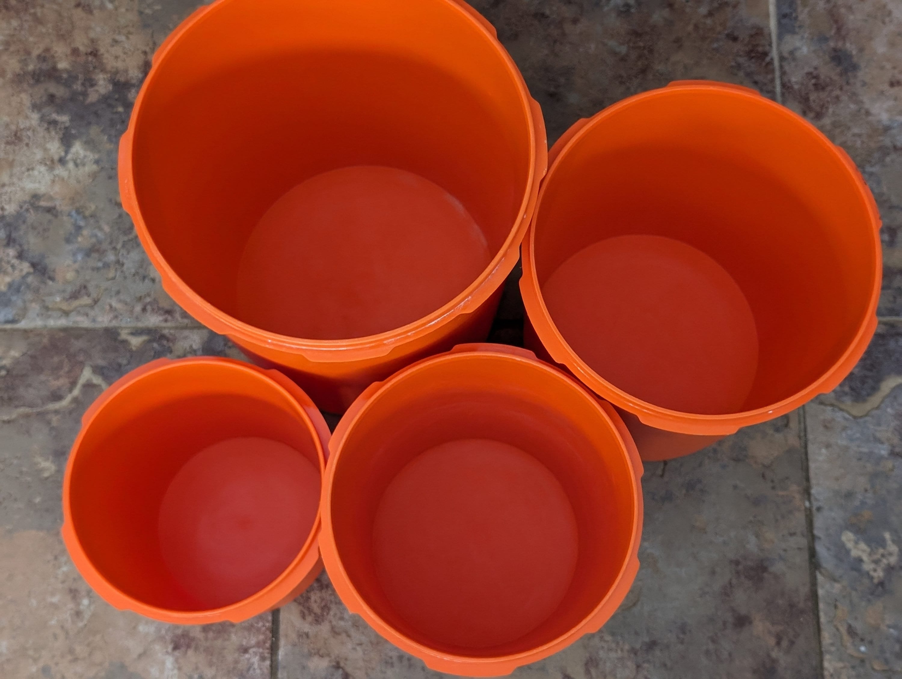 Vintage Tupperware Cylinder Canisters Set Orange With Daffodil Design ...