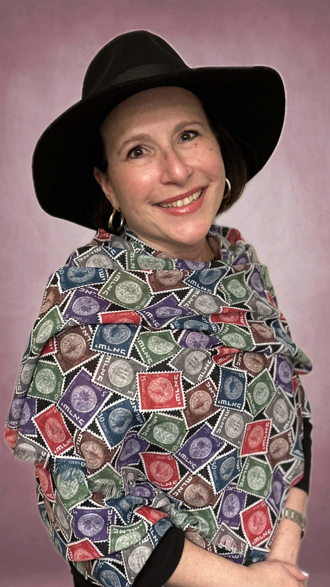 Vintage Israeli Postage Stamp Design Light Scarf, Israel, Israeli ...