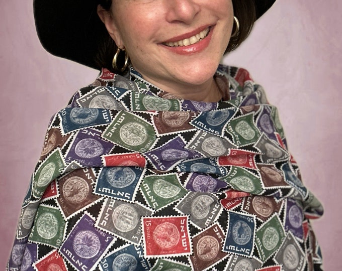 Vintage Israeli Postage Stamp Design Light Scarf, Israel, Israeli ...