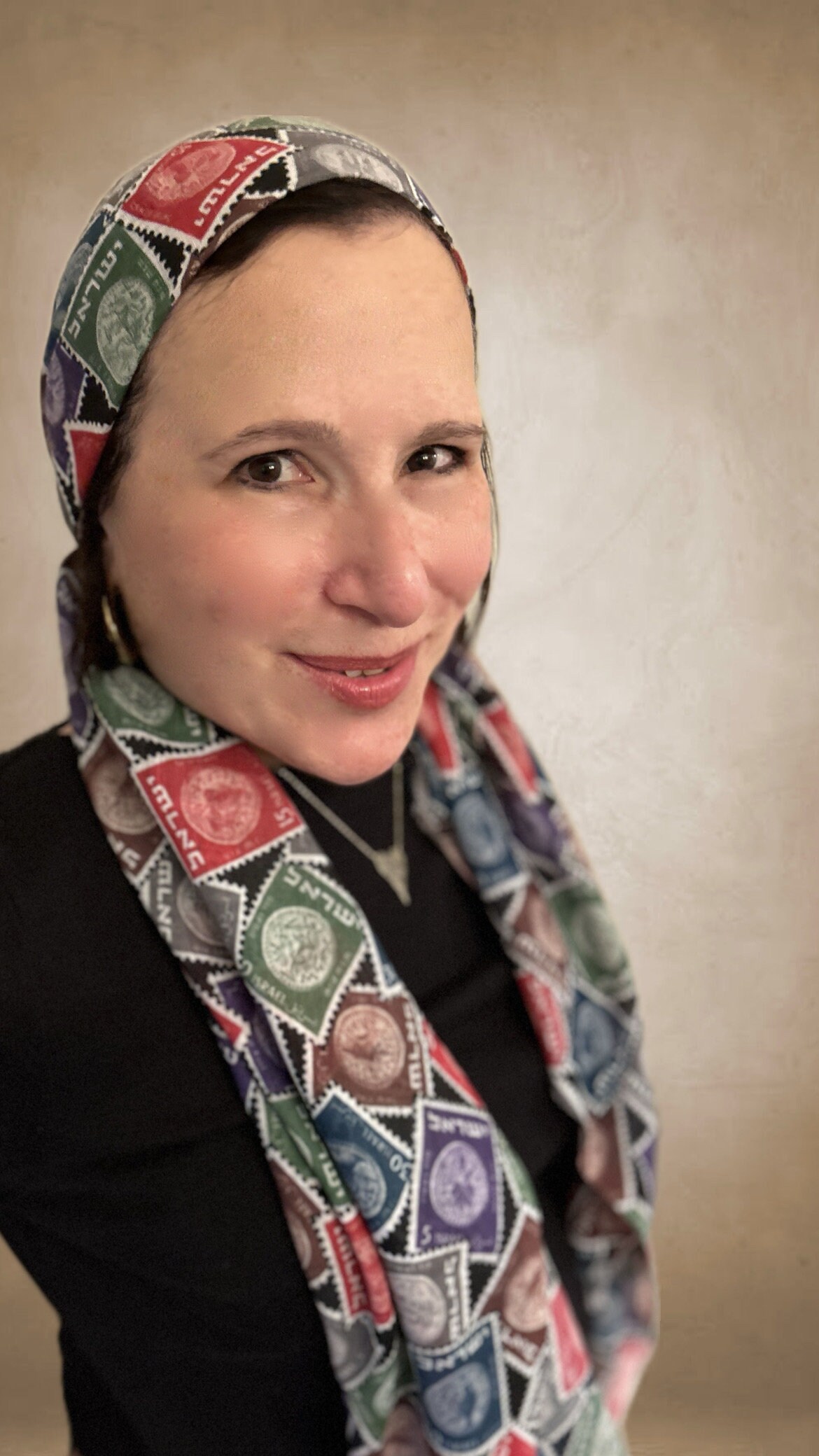 Vintage Israeli Postage Stamp Design Light Scarf, Israel, Israeli ...