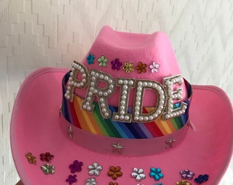 Personalized Pride Cowboy Hat Rainbow Cowboy Hat Unique Gift Pride Hat ...