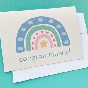 Modern Rainbow New Baby Card Congratulations on Your Baby Boy and Baby ...