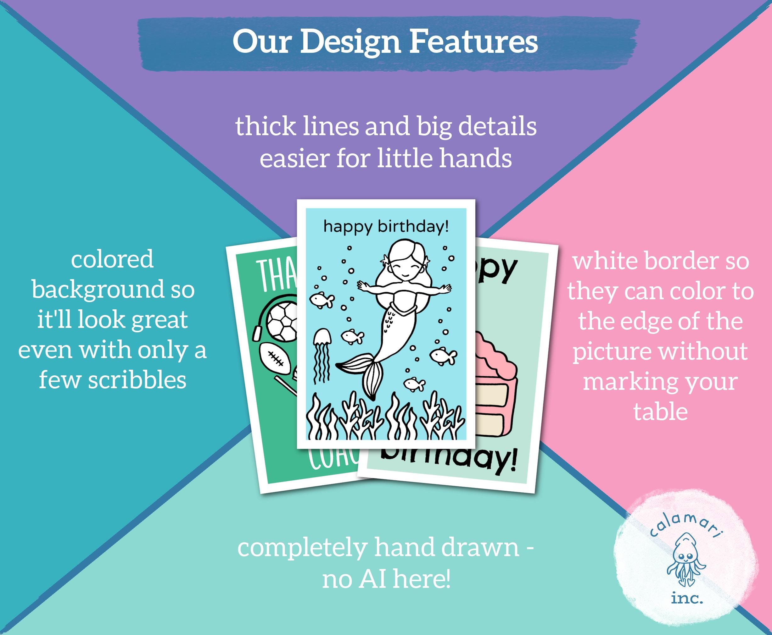 Printable Coloring Birthday Cupcake Cards PDF With 2 Card Designs Plus ...