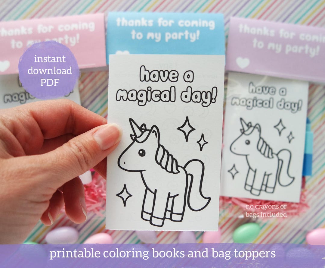 Printable Unicorn Coloring Pages Mini Books for Unicorn Goodie Bags ...