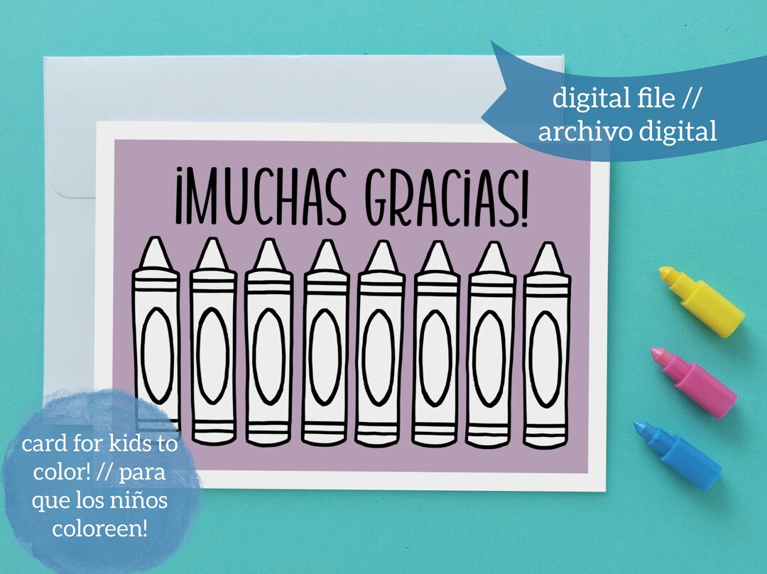 Teacher Appreciation Card in Spanish Coloring Card Printable - Etsy
