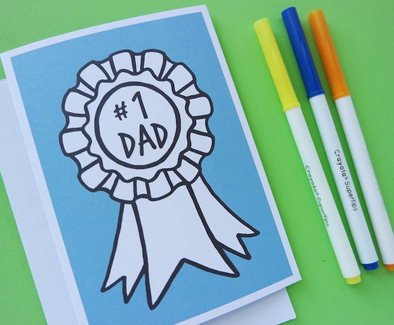 Number 1 Dad Happy Fathers Day Coloring Page Card Printable - Etsy