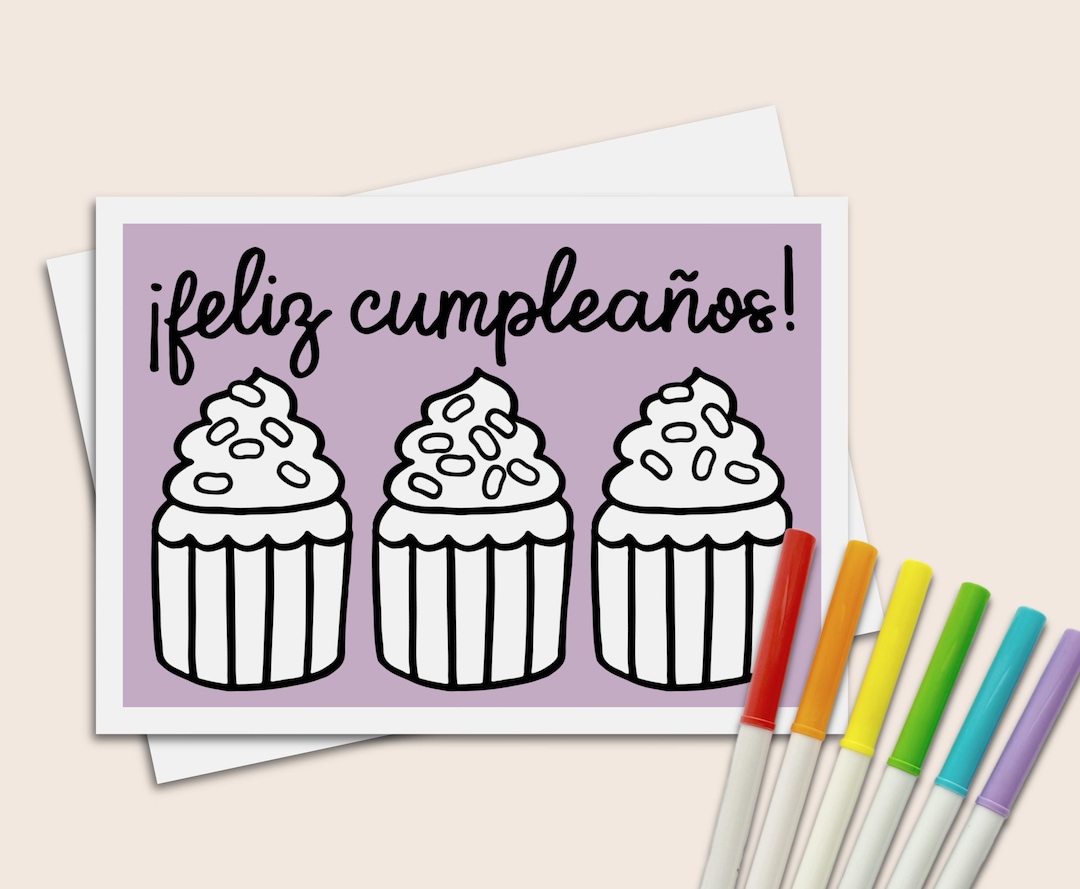 Feliz Cumple Spanish Birthday Cards 5x7 Greeting Card and Envelope for ...