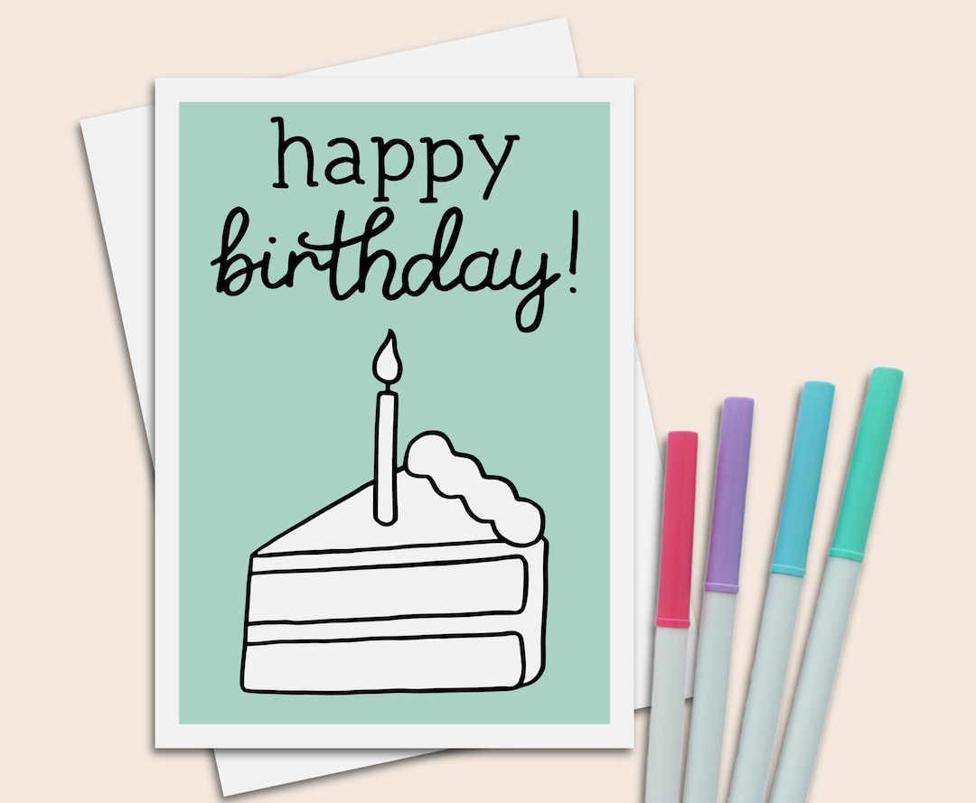 Cake Card Birthday Greeting Gender Neutral Birthday Card for Kids to ...