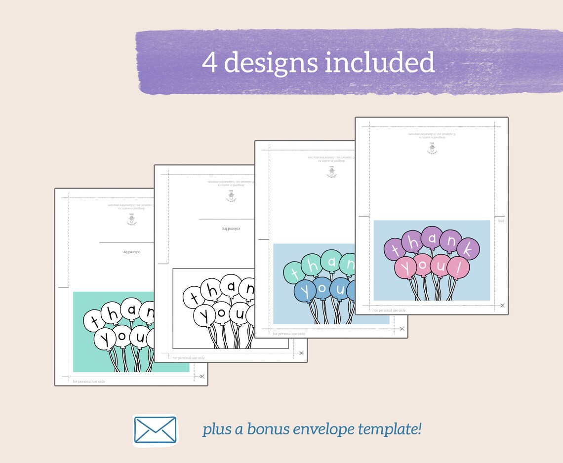 Printable Thank You Cards to Color Print Your Own Thank You Cards, 5x7 ...