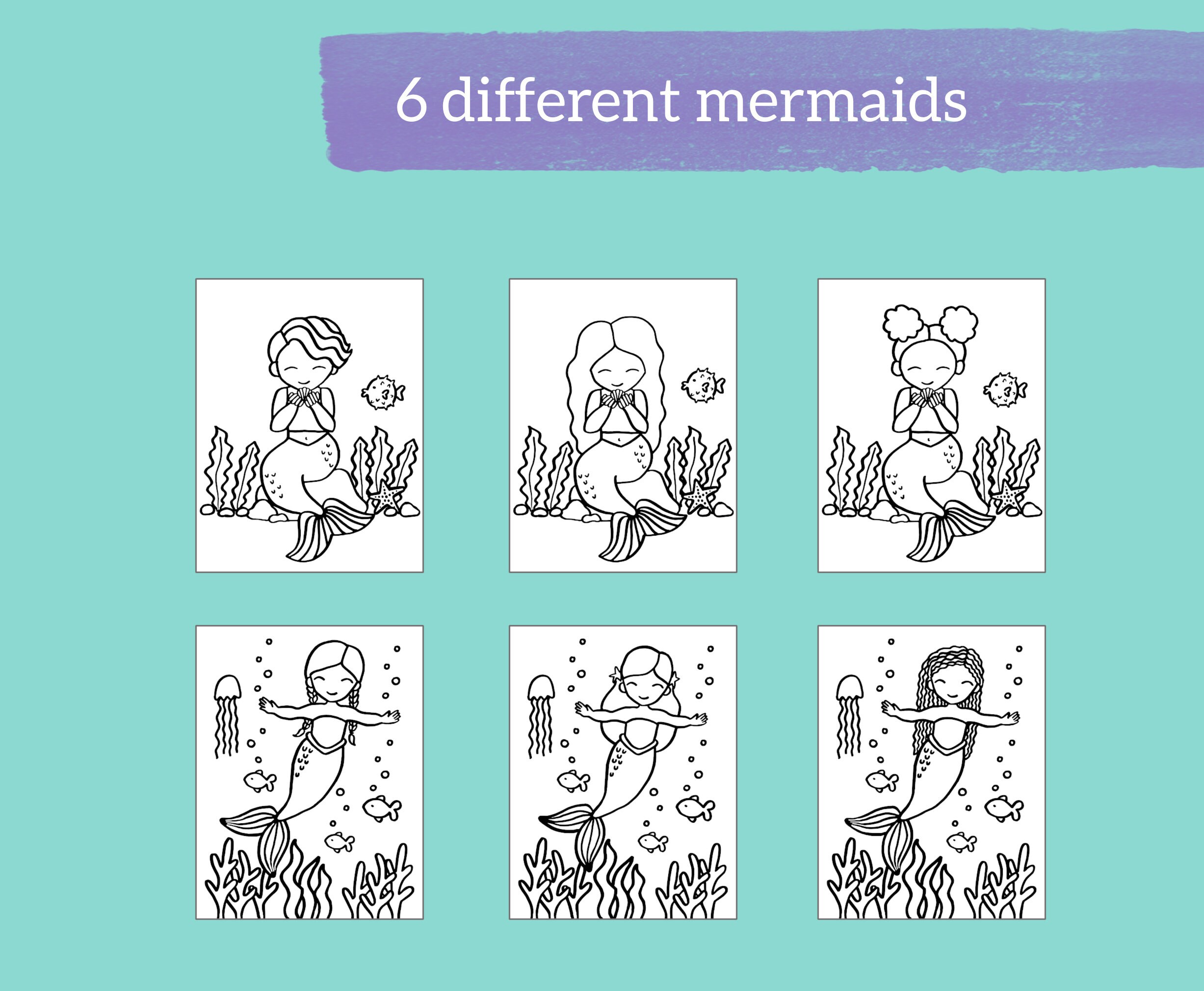 Mermaid Printable Under the Sea Coloring Pages Birthday Party ...