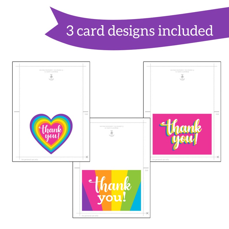 Thank You Card Printable Rainbow Design Thank You Notes to - Etsy
