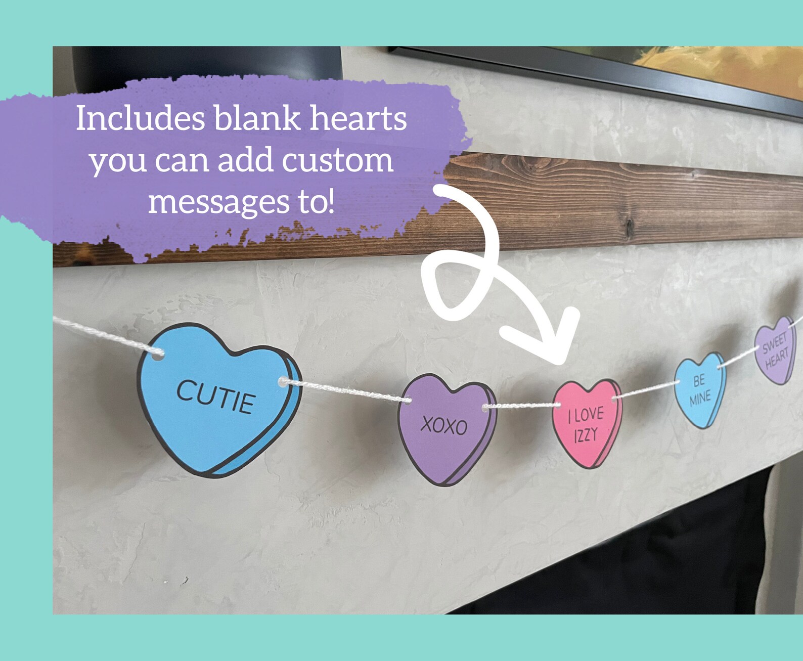 Conversation Heart Banner Printable Valentine’s Day Decor Paper Candy ...