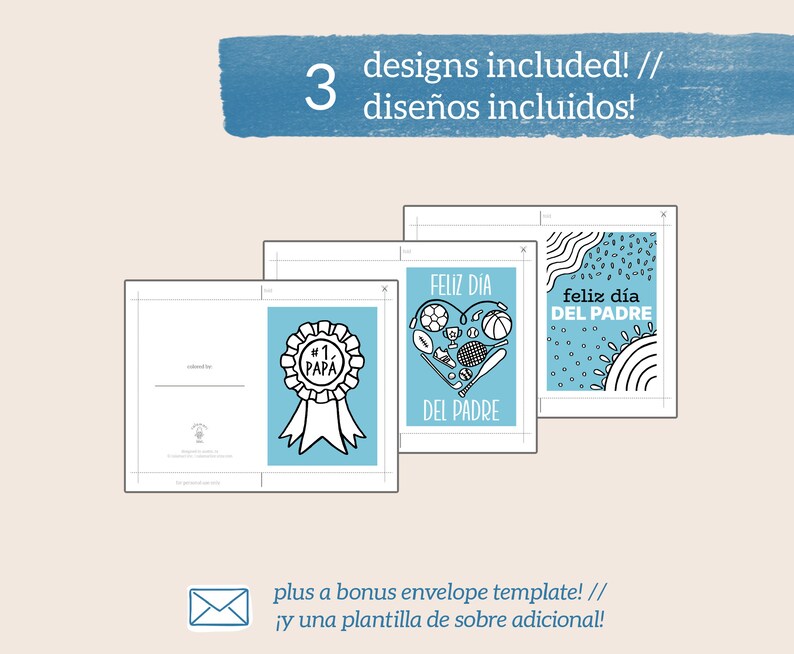 Printable Spanish Fathers Day Coloring Card Bundle 3 Día Del - Etsy