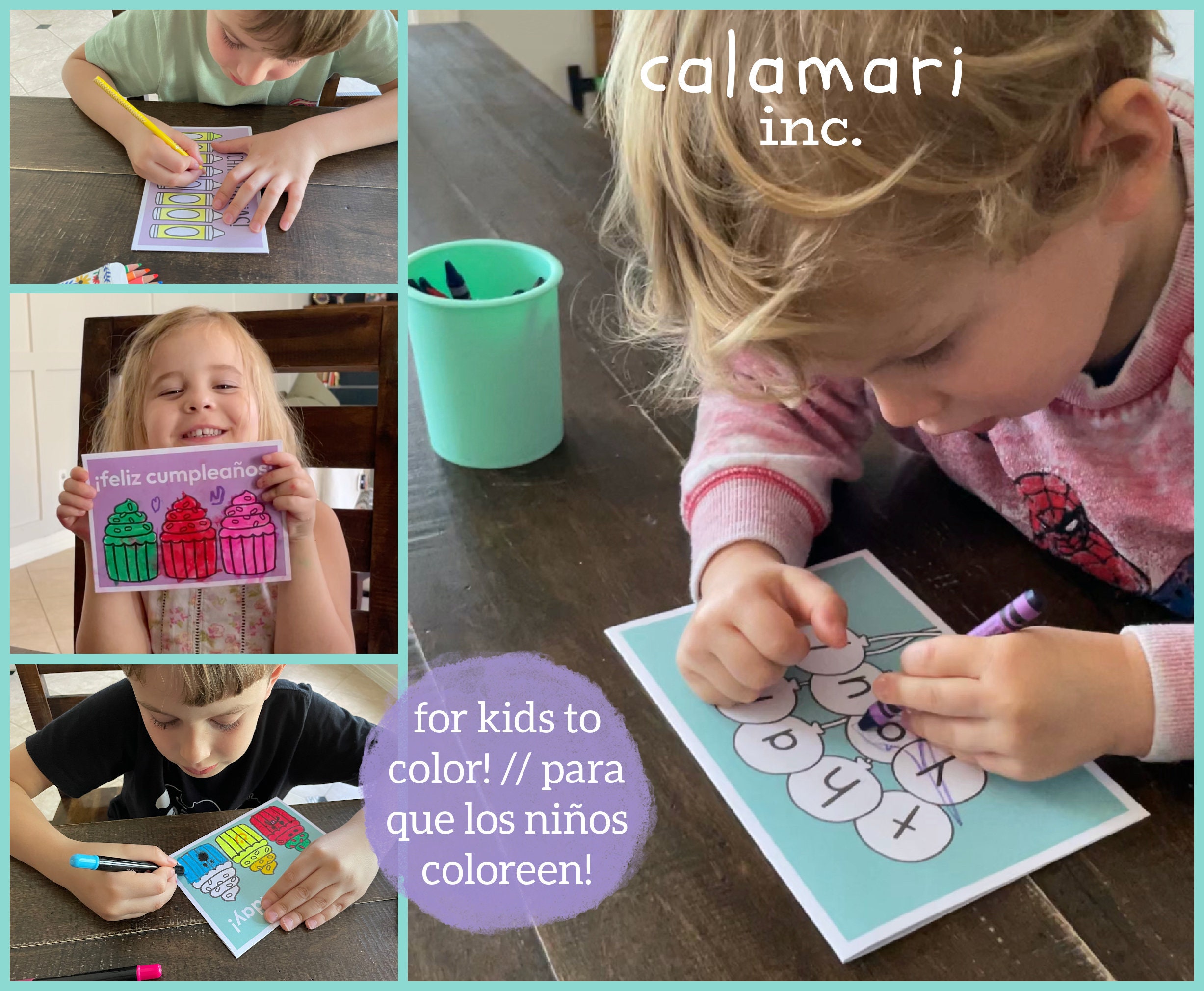 Rainbow Spanish Birthday Card Printable 5x7 Coloring Card and - Etsy