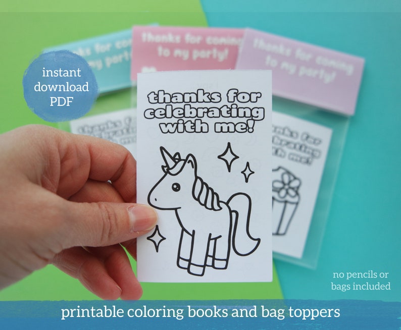 Printable Unicorn Coloring Pages Mini Books for Unicorn Goodie Bags ...