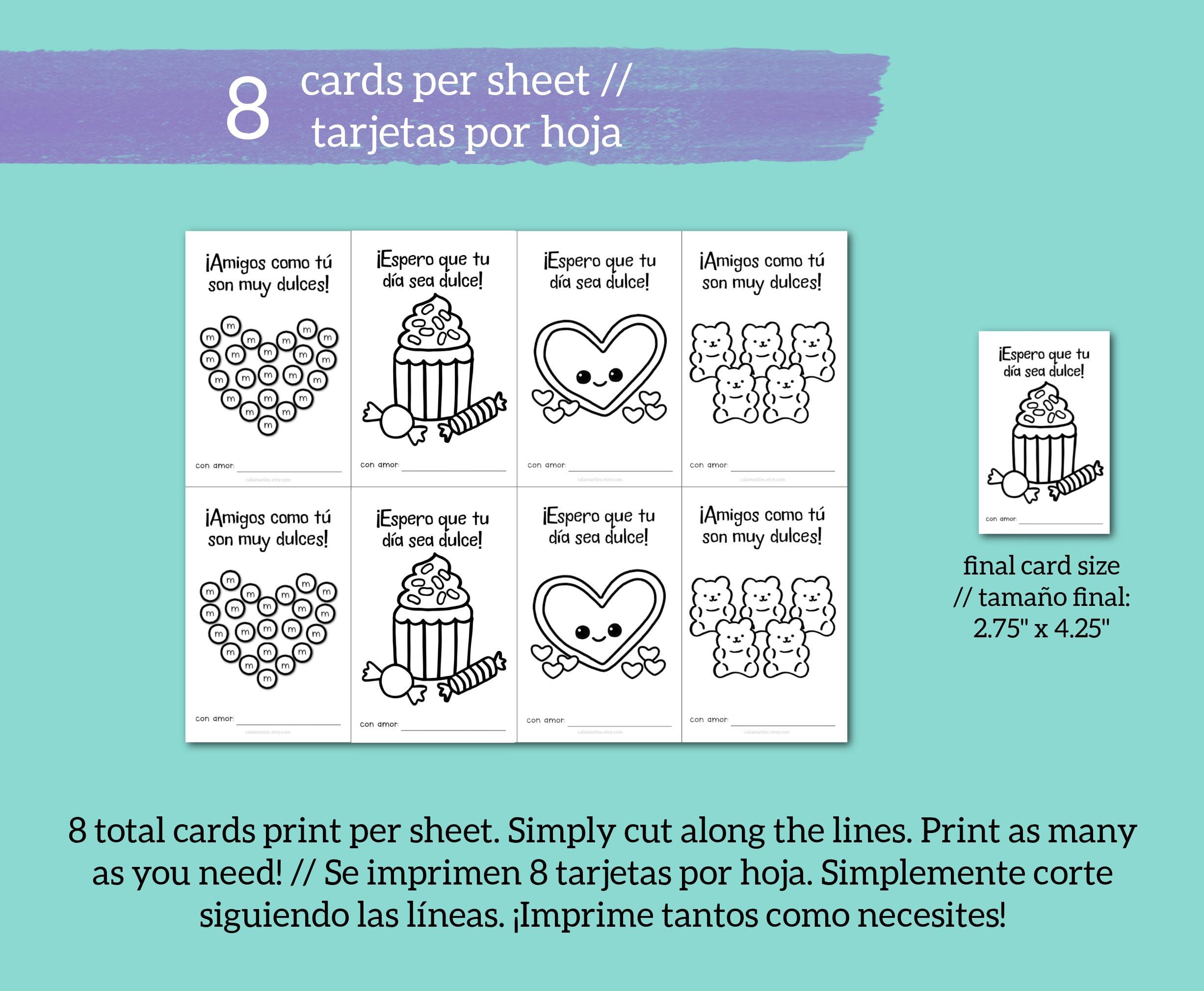 Printable Spanish Valentines Day Cards to Color San Valentín Cards for ...