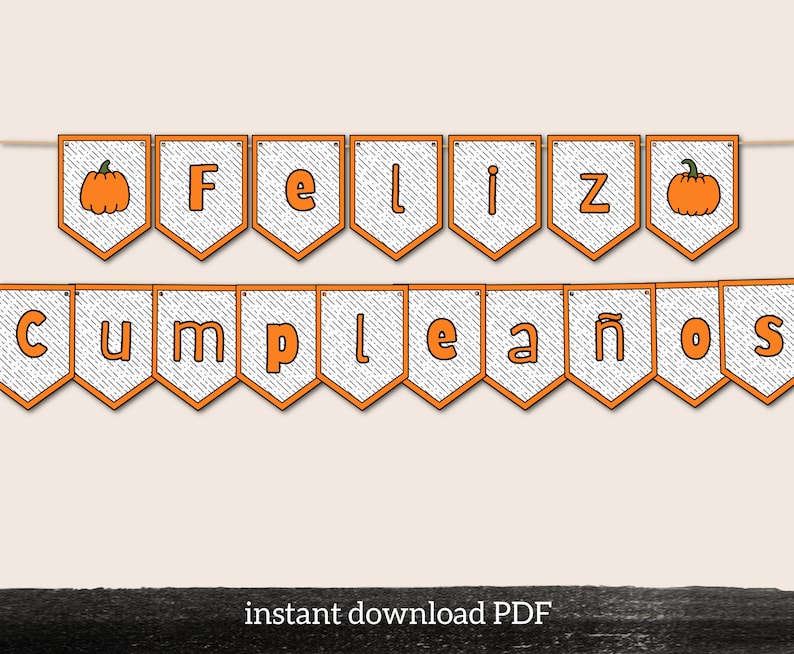 Feliz Cumpleaños Printable Pumpkin Birthday Banner in Spanish for Fall ...