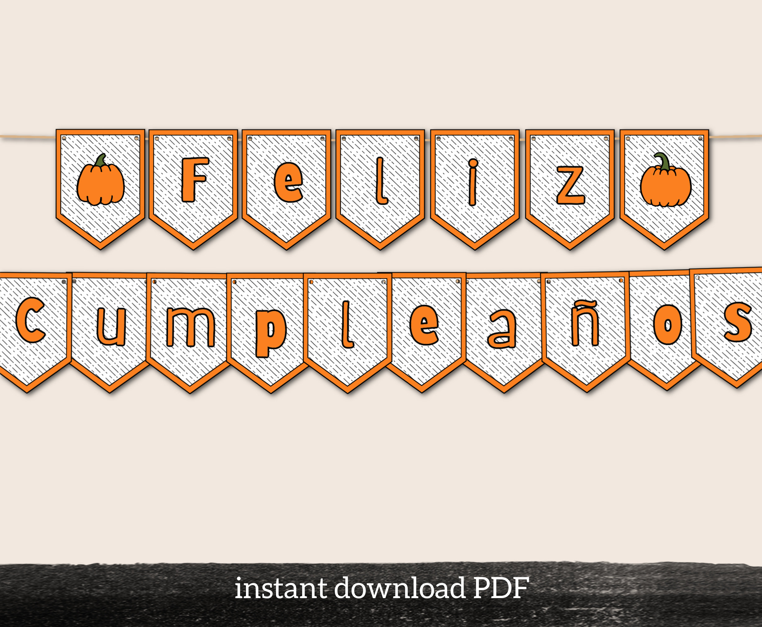 Feliz Cumpleaños Printable Pumpkin Birthday Banner in Spanish for Fall ...
